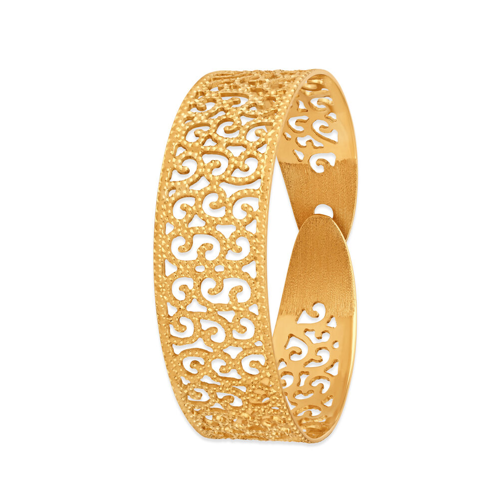Buy Ethereal Yellow Gold Lattice Cuff Bangle at Best Price | Tanishq UAE