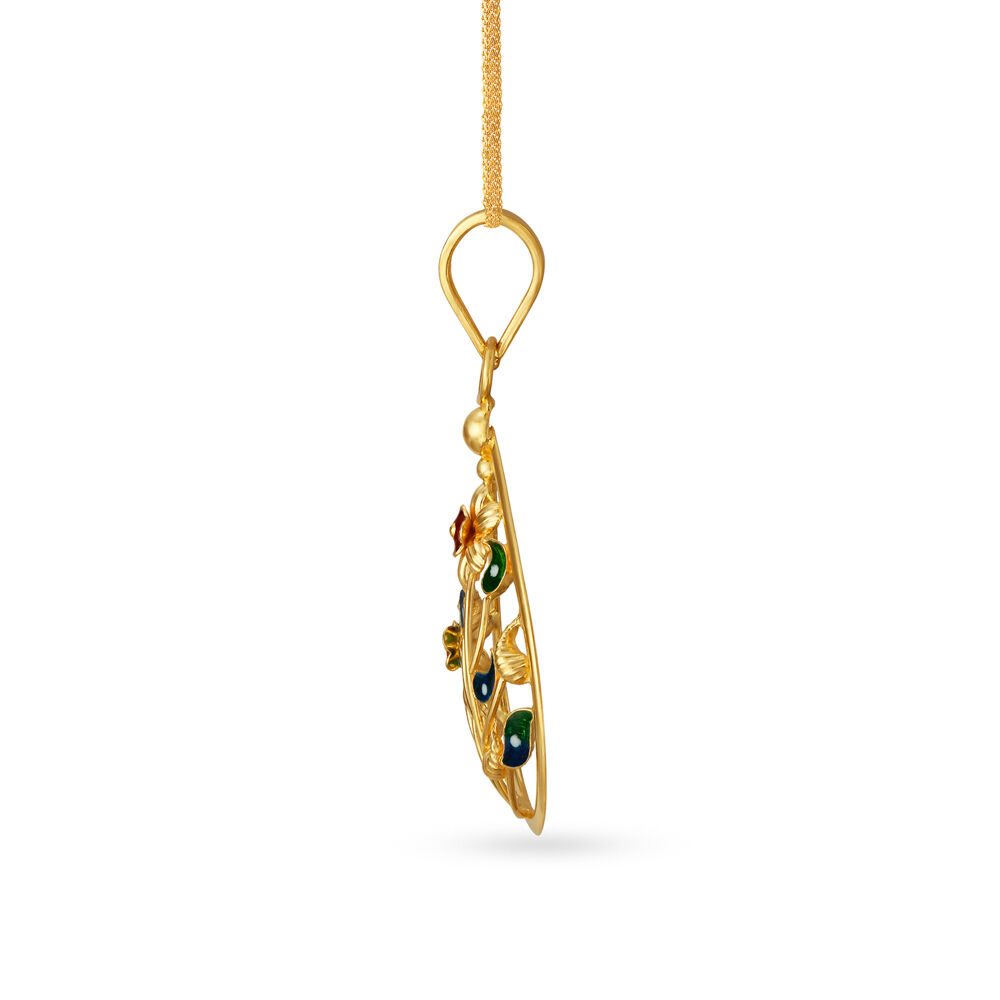 Buy Exuberant Floral Gold Pendant at Best Price | Tanishq US