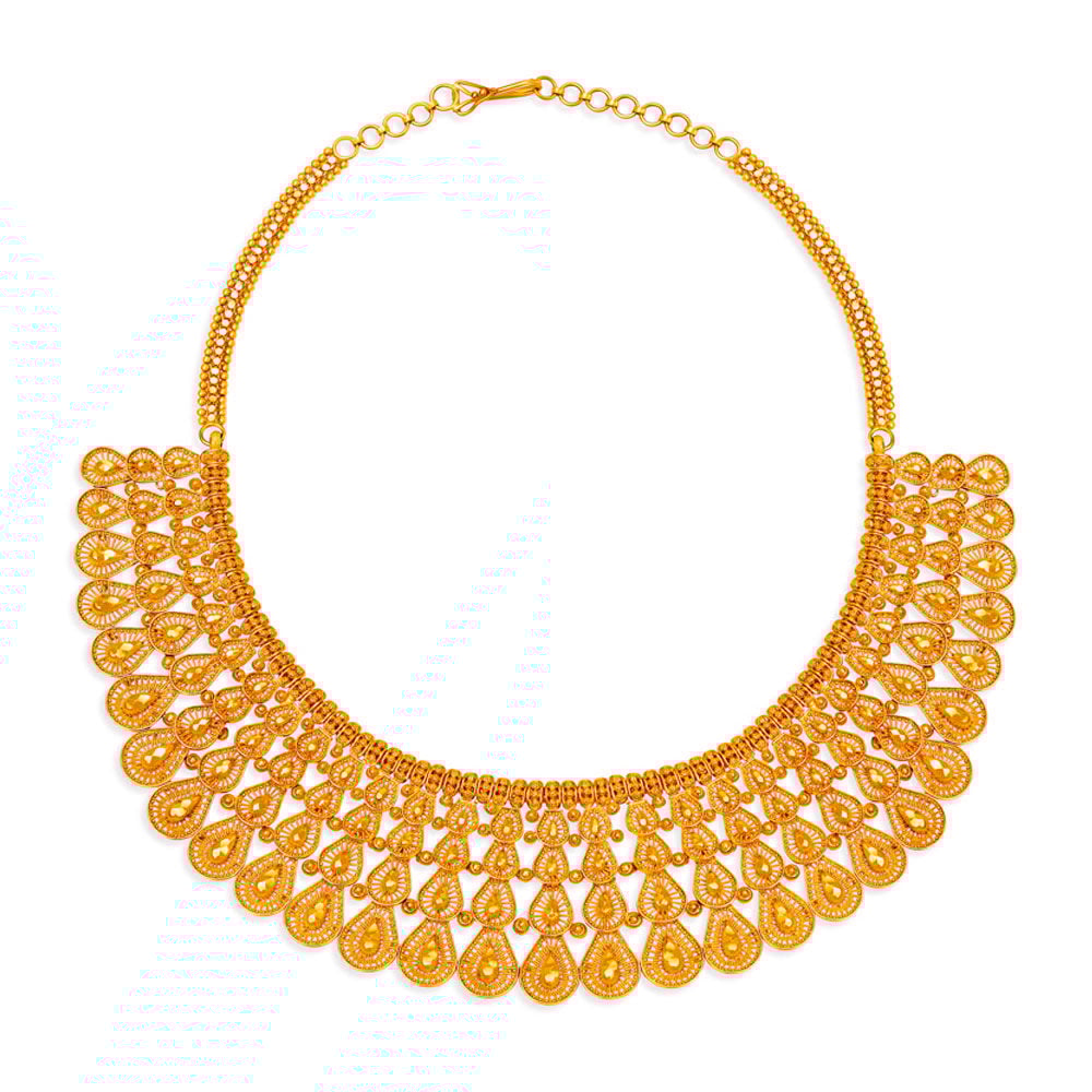 Buy Ethereal Yellow Gold Teardrop Necklace and Earrings Set at Best ...