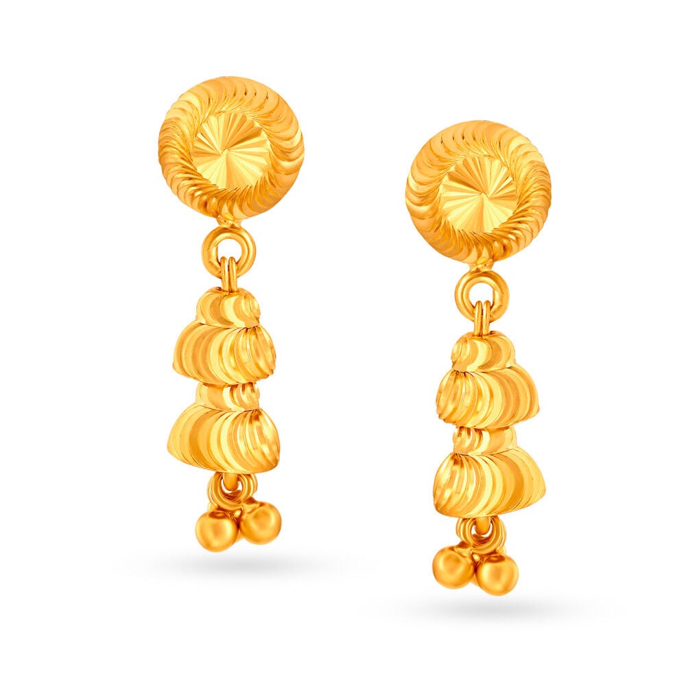 Buy Artistic 22 Karat Yellow Gold Textured Jhumka Earrings at Best ...