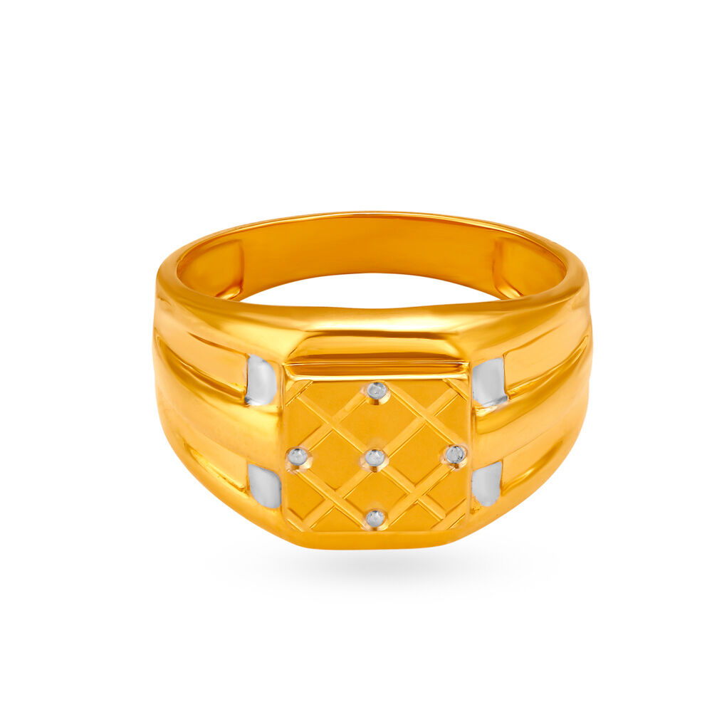 Buy Dazzling 22 Karat Gold And Rhodium Box Ring at Best Price | Tanishq UAE