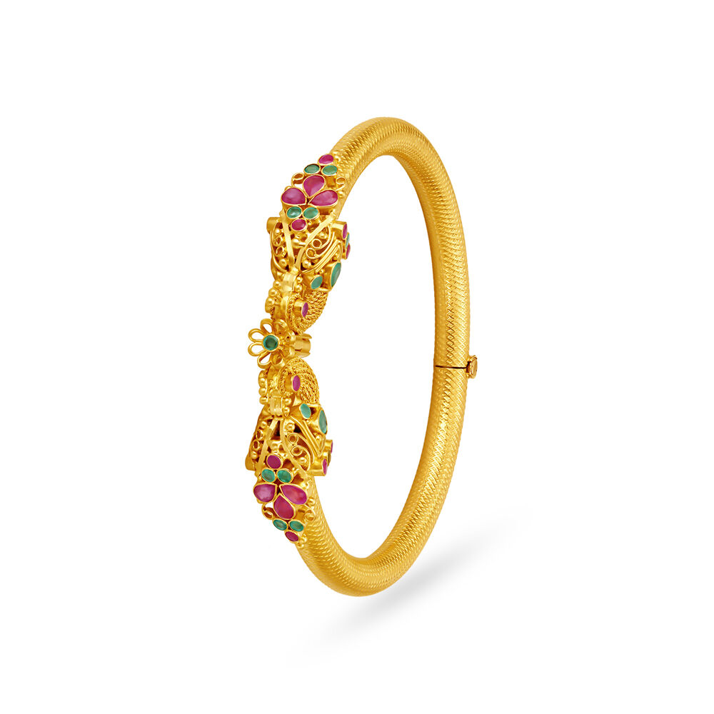 Buy Jivanta Emerald and Ruby Bangle at Best Price | Tanishq US
