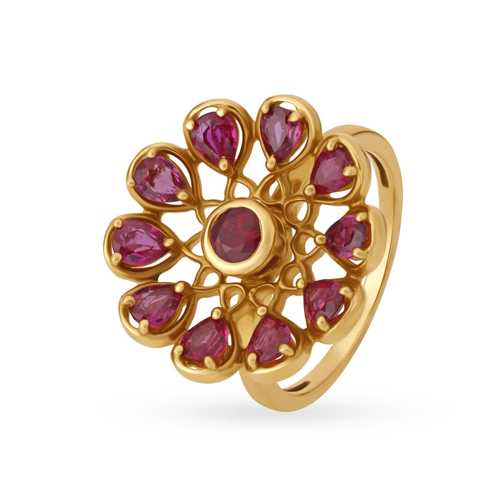 Buy Luxurious Floral Ruby Ring at Best Price | Tanishq US