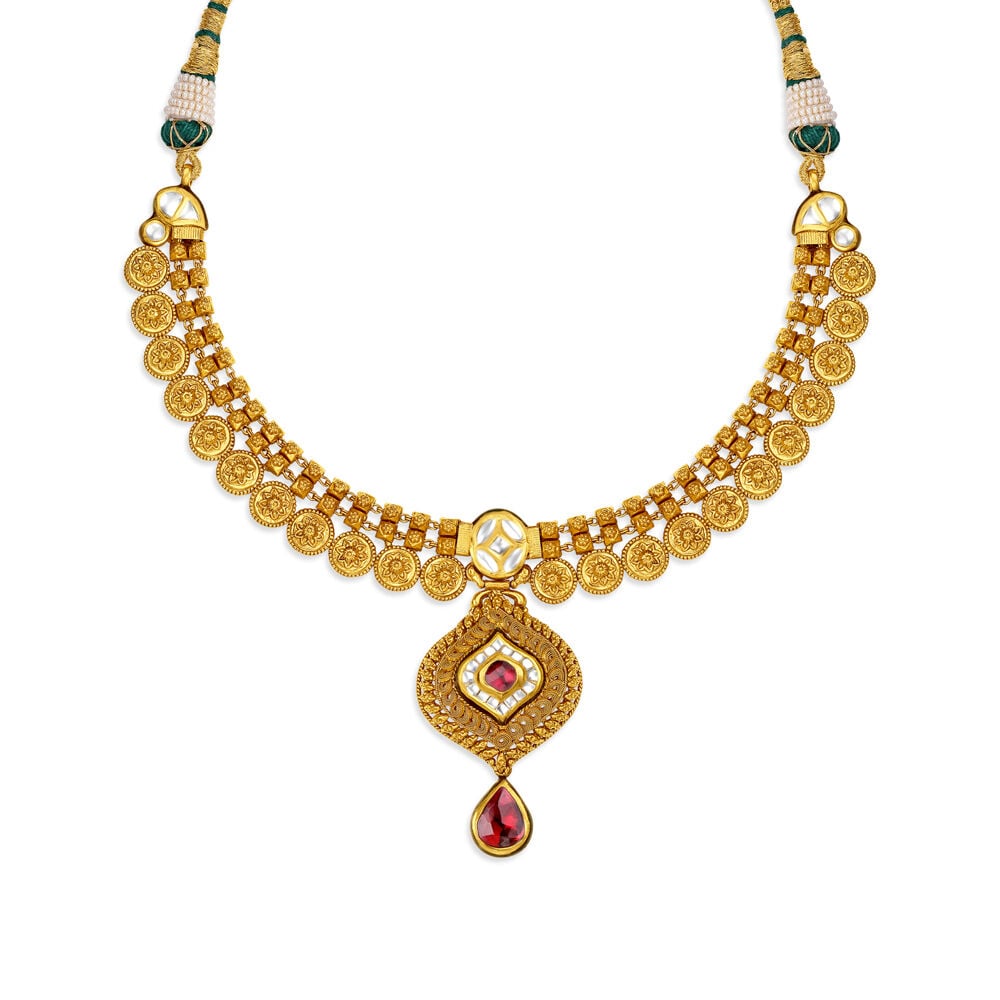 Buy Pristine Floral Gold Necklace Set at Best Price Tanishq US