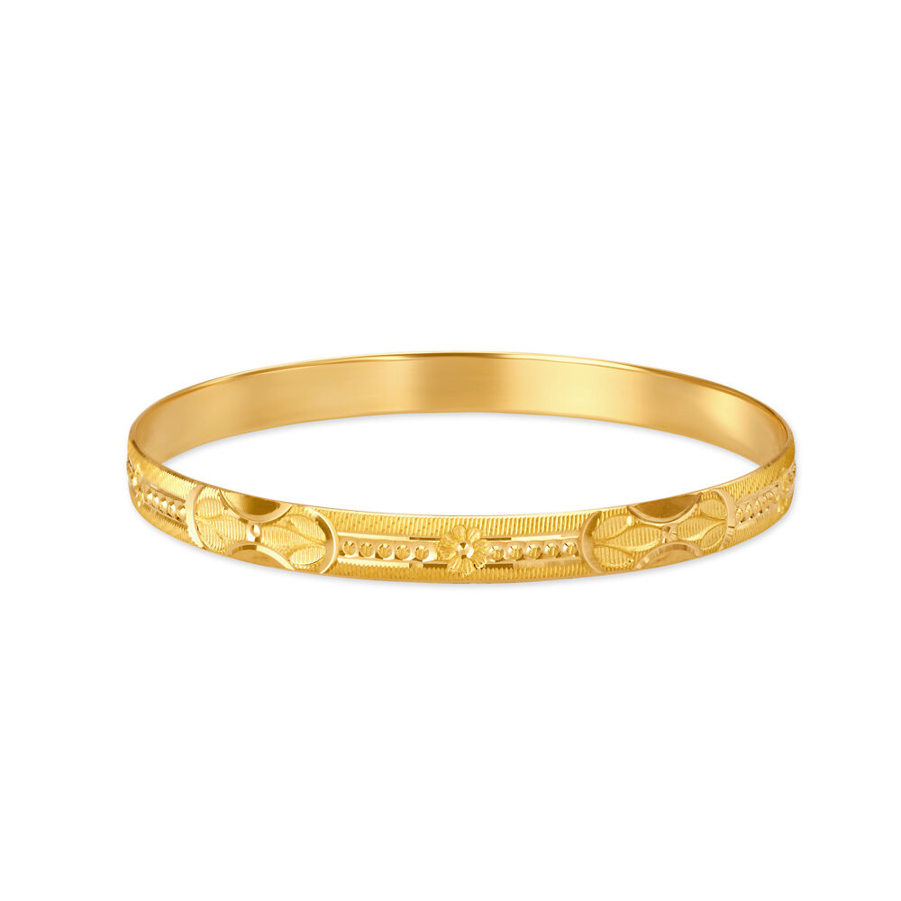 Buy Winsome Yellow Gold Floral Etched Bangles at Best Price | Tanishq UAE
