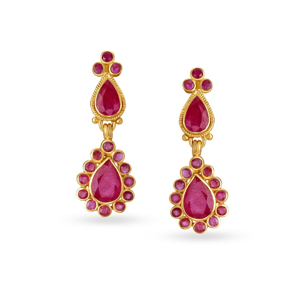 Buy Timeless Ruby Drop Earrings at Best Price | Tanishq UAE
