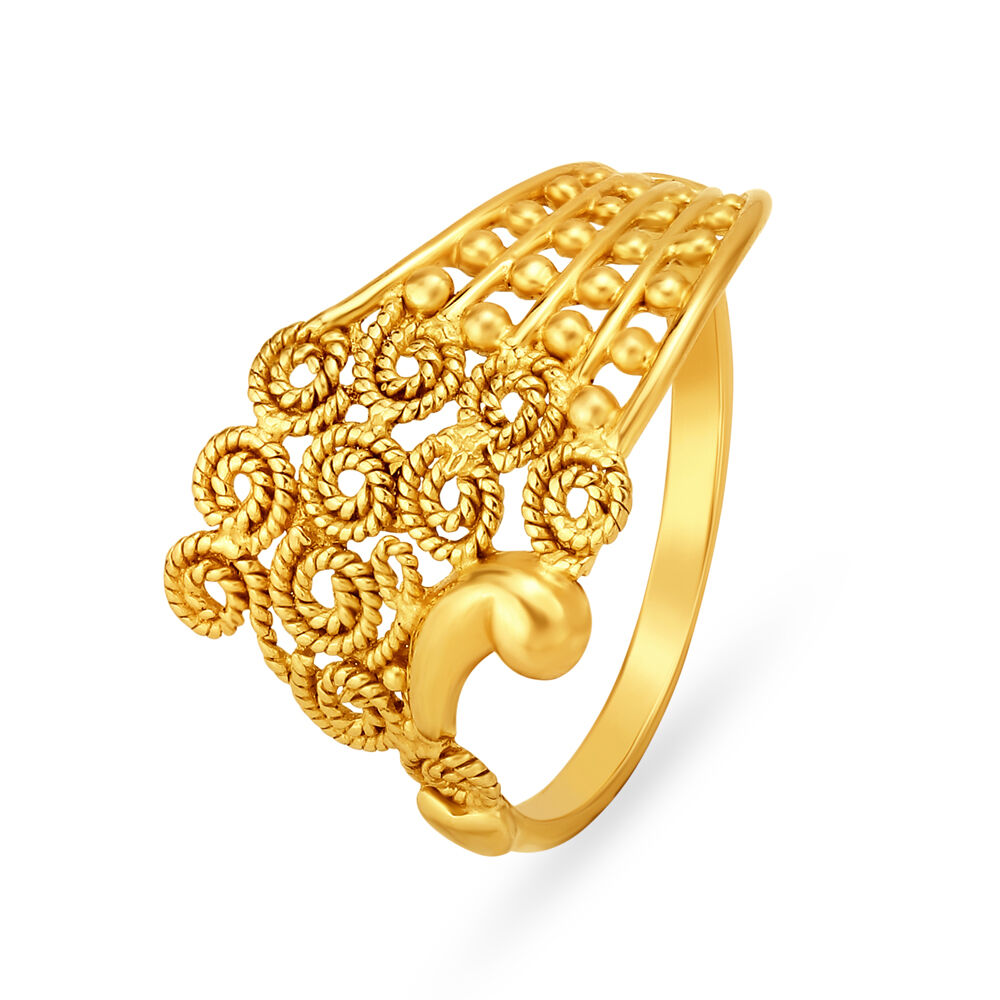 Buy Captivating 22 Karat Yellow Gold Artsy Ornate Finger Ring at Best ...