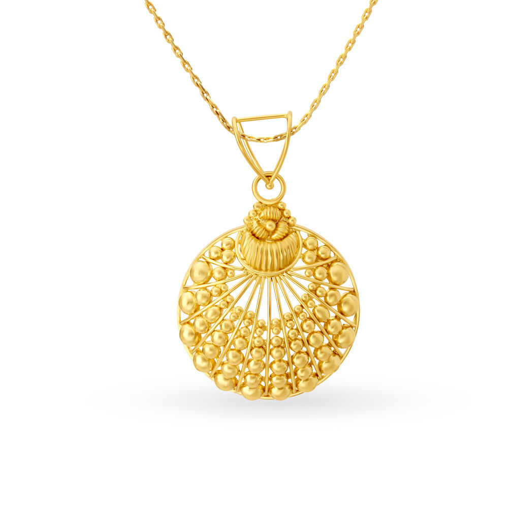 Buy Exquisite Round Broad Gold Pendant at Best Price | Tanishq UAE