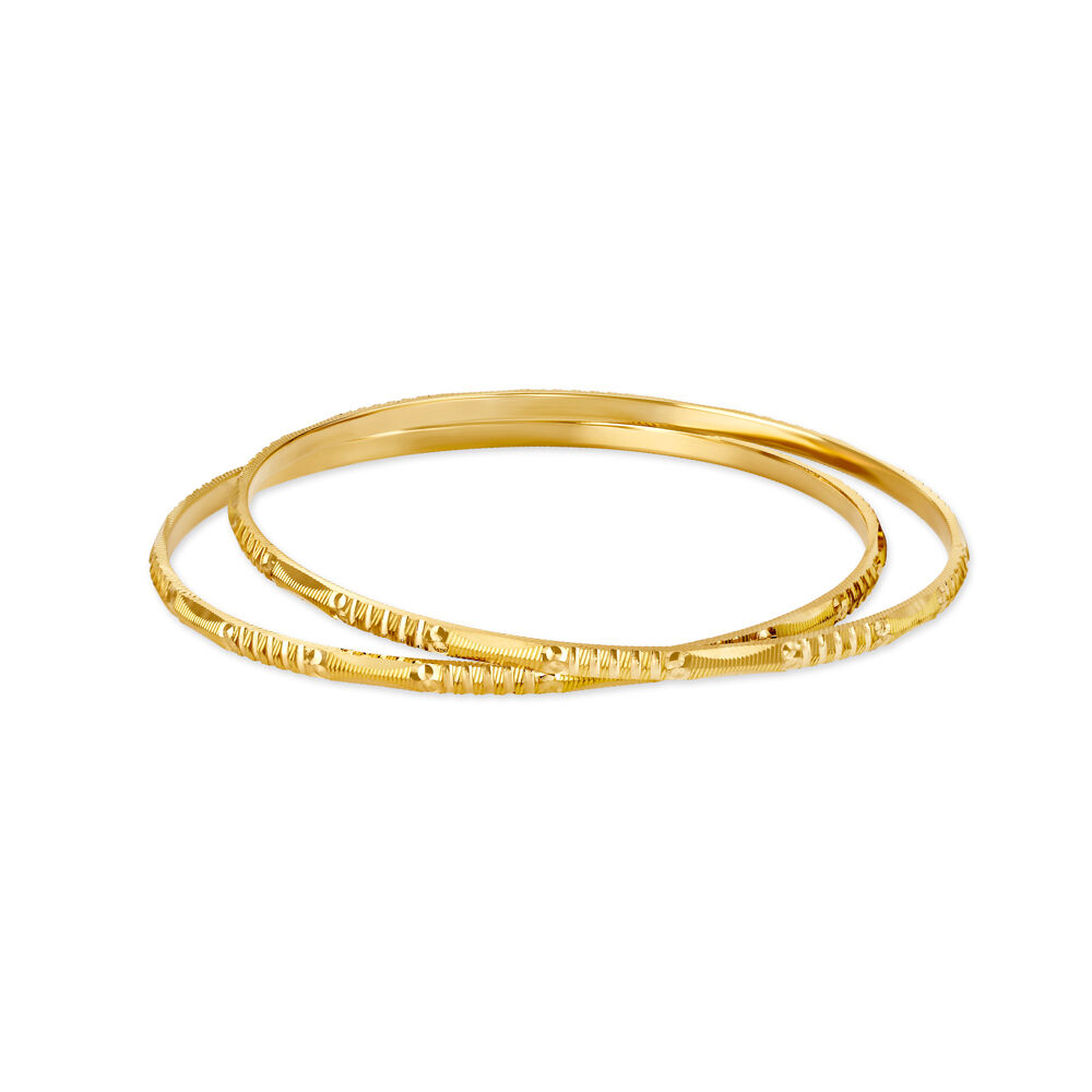 Buy Stylish Yellow Gold Furrowed Bangles at Best Price | Tanishq US
