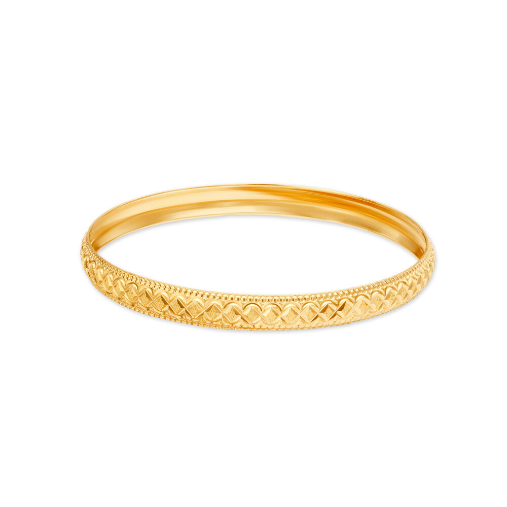 Buy Charming Yellow Gold Square Embossed Bangles at Best Price | Tanishq UAE