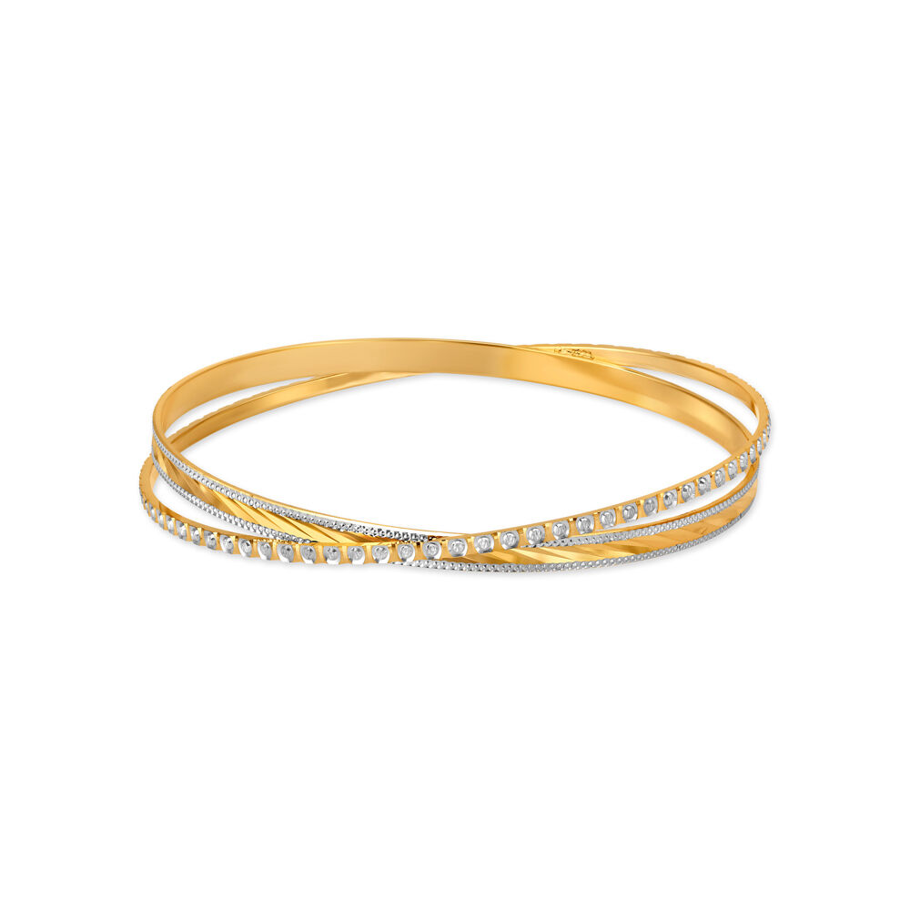 Buy Glimmering Yellow Gold Overlap Bangle at Best Price | Tanishq UAE
