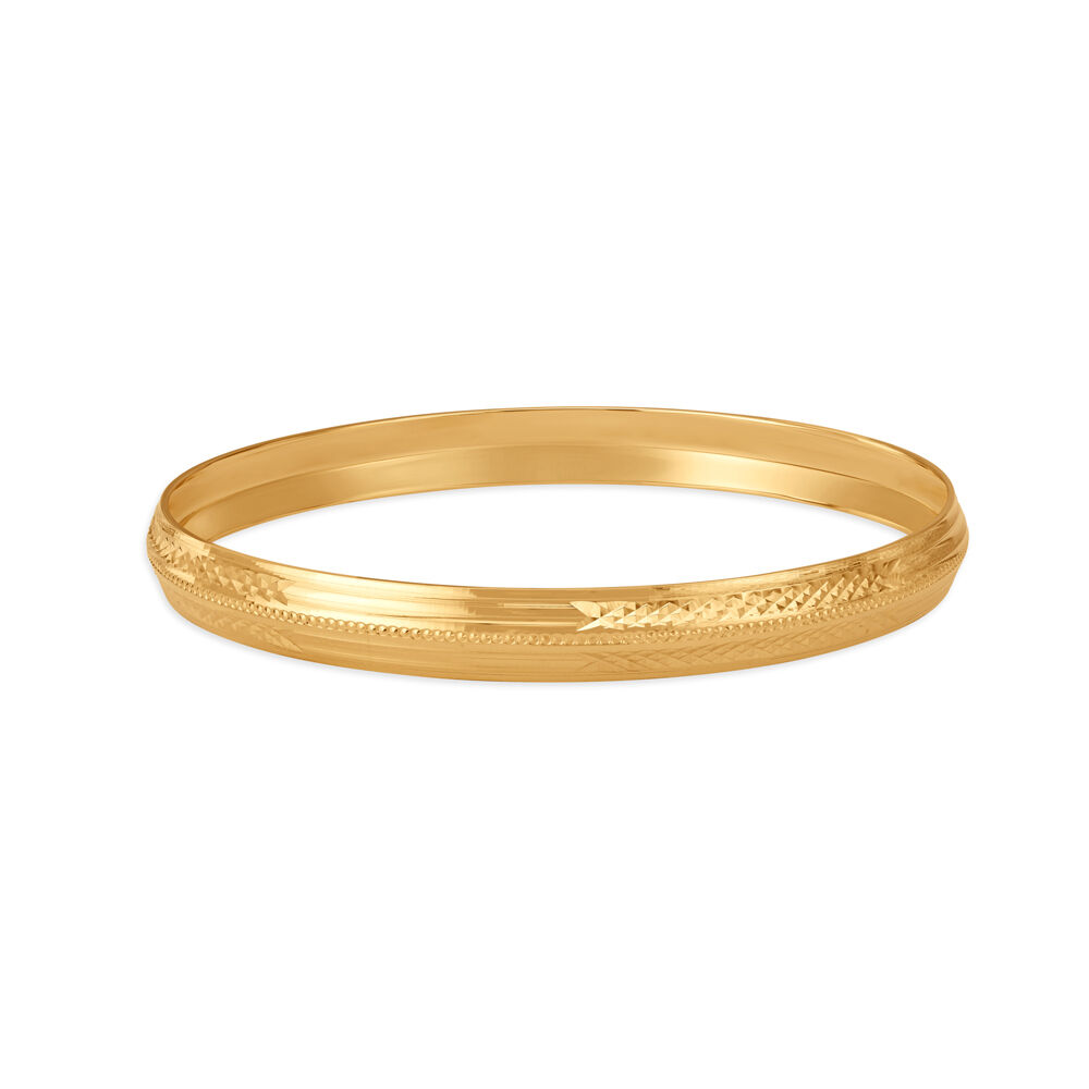 Buy Plain Modern Textured Gold Kada for men at Best Price | Tanishq UAE