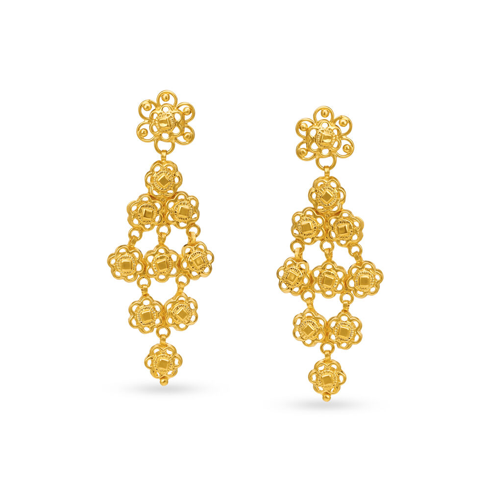 Buy Palatial Yellow Gold Floral Necklace and Earrings Set at Best Price ...