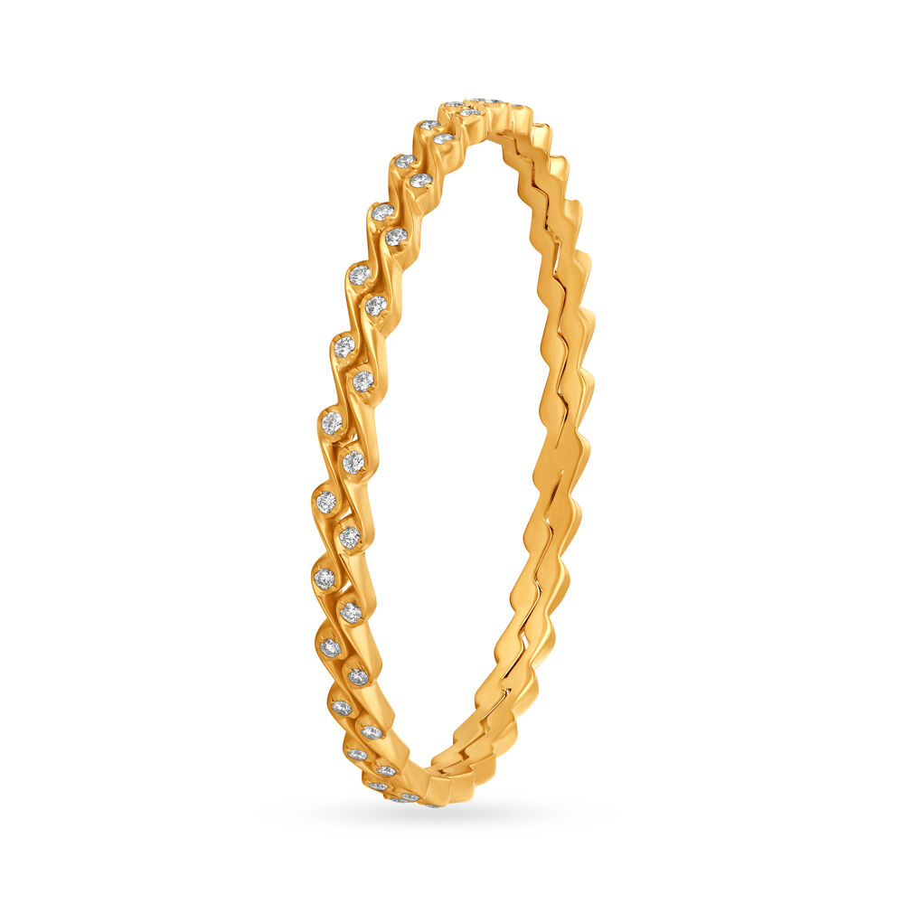 Buy Zig-Zag Gold and Diamond Bangle at Best Price | Tanishq US