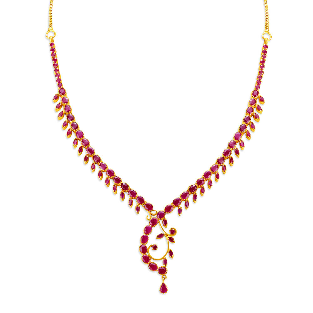 Buy Floral Ruby Necklace Set at Best Price | Tanishq US