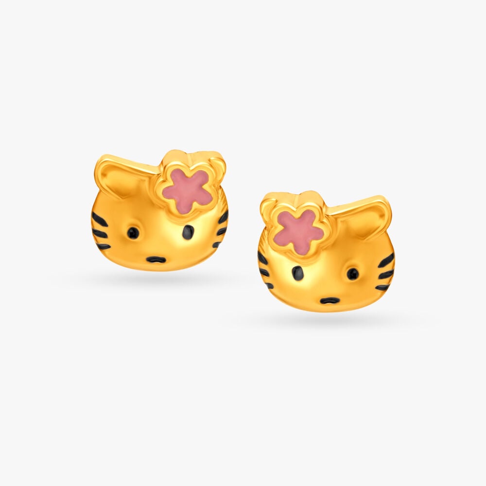 Buy Darling 22 Karat Yellow Gold Kitty Stud Earrings at Best Price ...