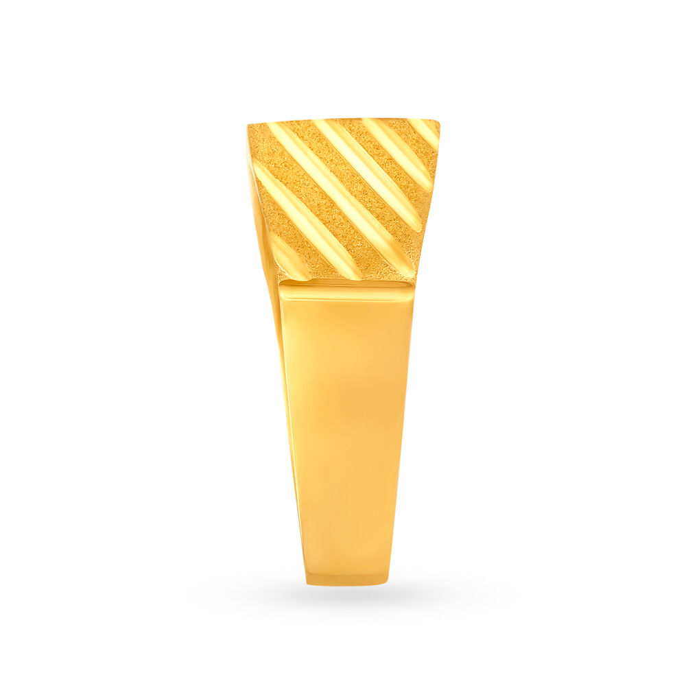 Buy Textured Square Gold Finger Ring for Men at Best Price | Tanishq UAE