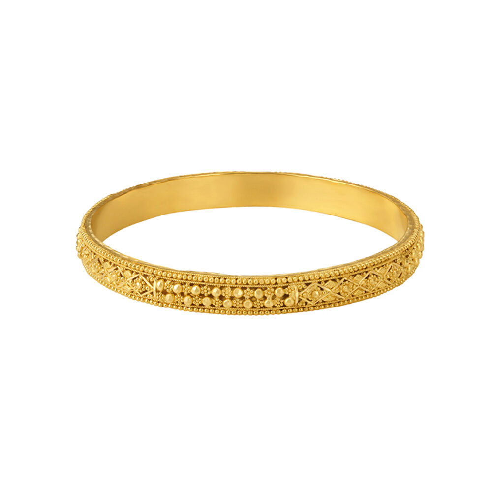 Buy Glittering 22 Karat Yellow Gold Rhombus Bead Bangle at Best Price ...