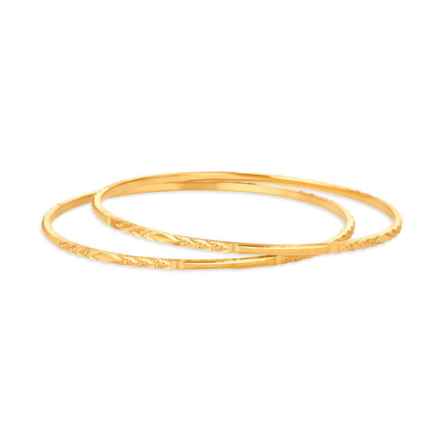 Buy Sleek Gold Diamond Cut Bangle Set at Best Price | Tanishq UAE