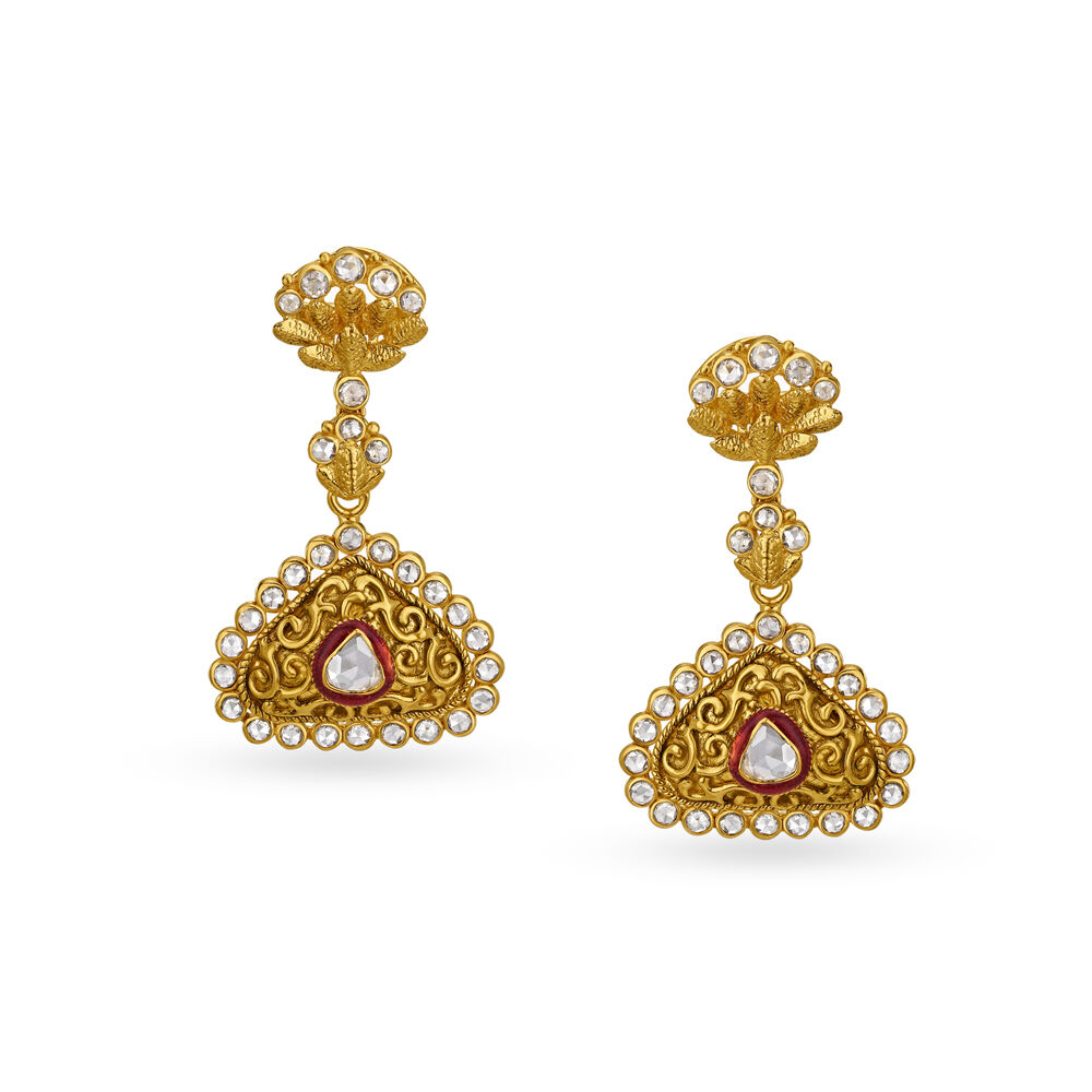 Buy Traditional Jali Work Gold Necklace Set at Best Price | Tanishq UAE