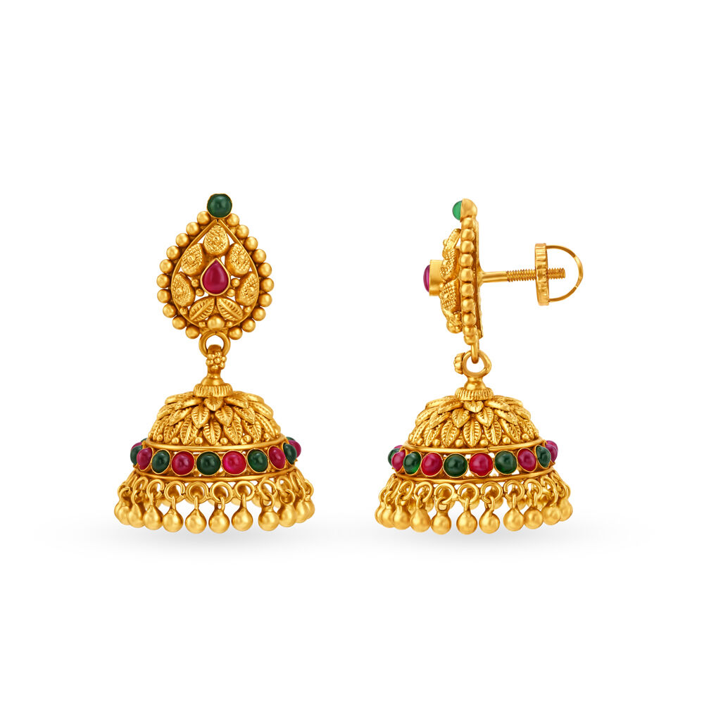 Buy Striking Fancy Gold Jhumkas at Best Price | Tanishq UAE