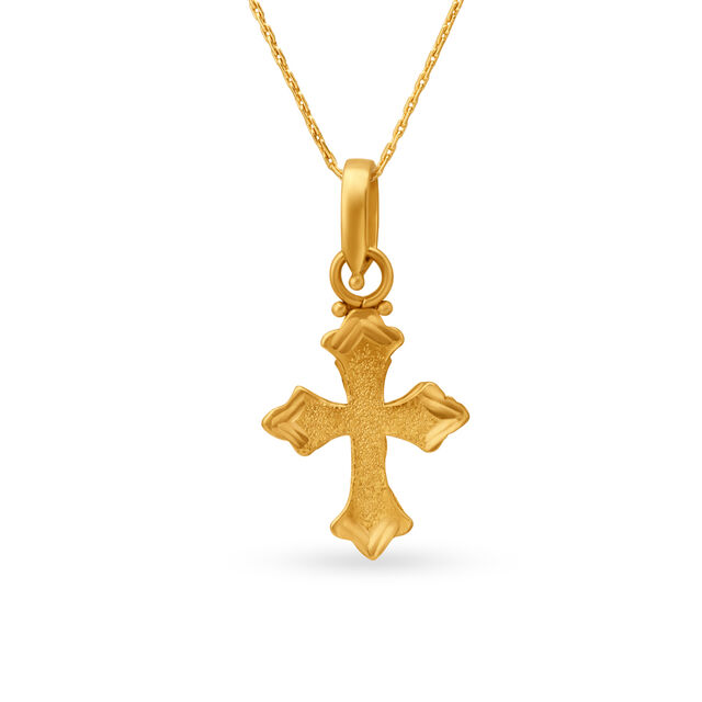 Buy Dainty Holy Cross Gold Pendant at Best Price | Tanishq UAE