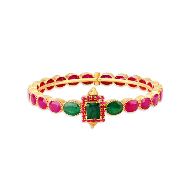 Buy Opulent Geometric Emerald and Ruby Bangle at Best Price | Tanishq UAE