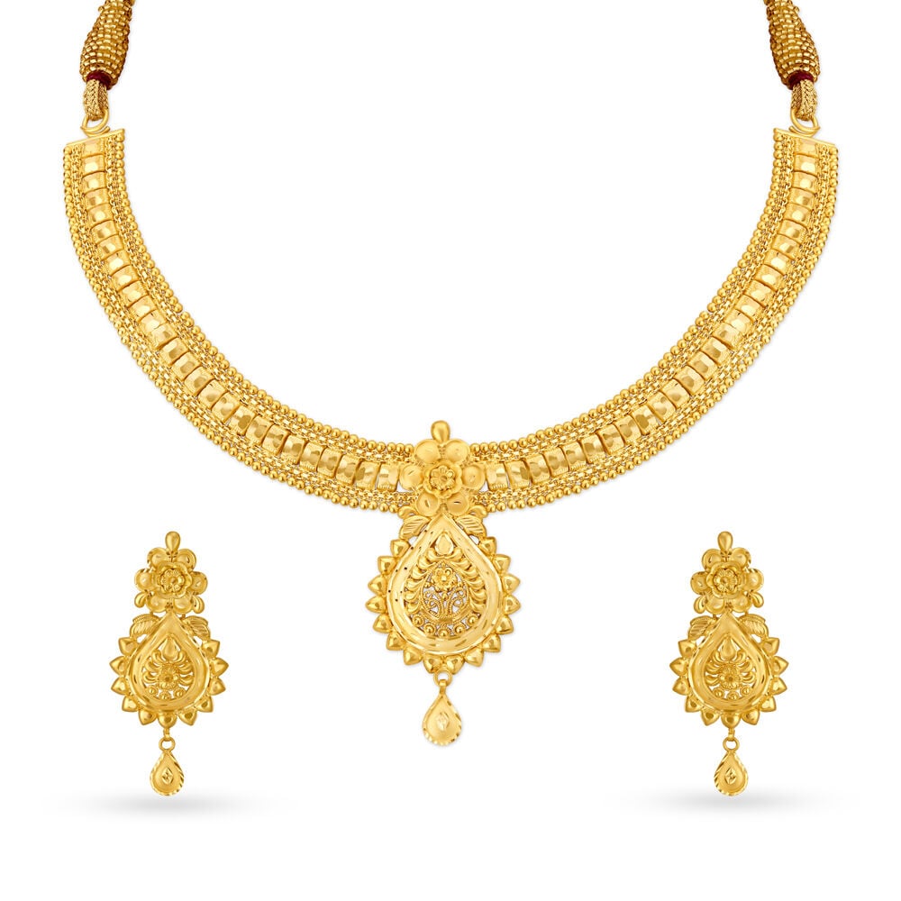 Buy Temple Gold Necklace Set at Best Price | Tanishq US