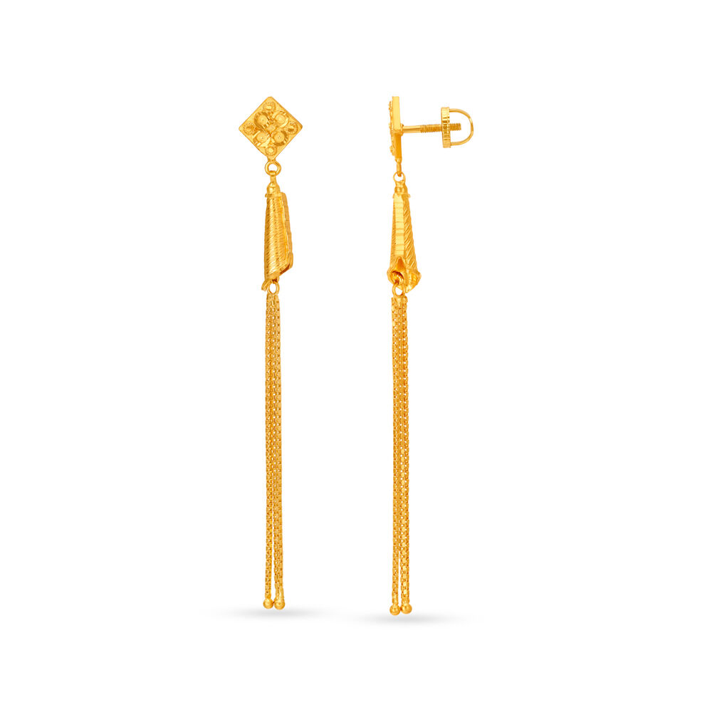 Buy Sleek Contemporary Gold Drop Earrings at Best Price | Tanishq US