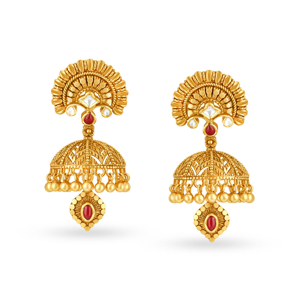 Buy Opulent Gold Drop Earrings at Best Price | Tanishq UAE
