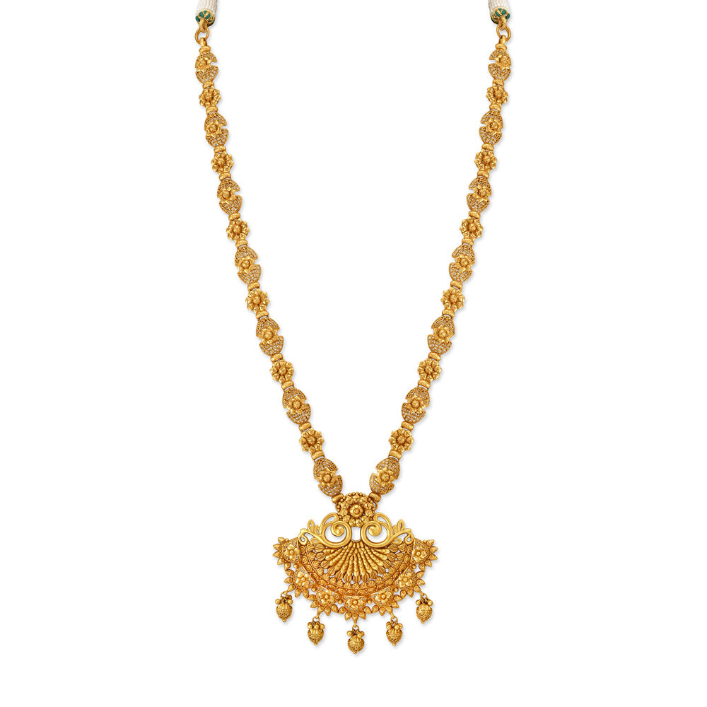 Buy Arcane Yellow Gold Floral Haaram at Best Price | Tanishq US