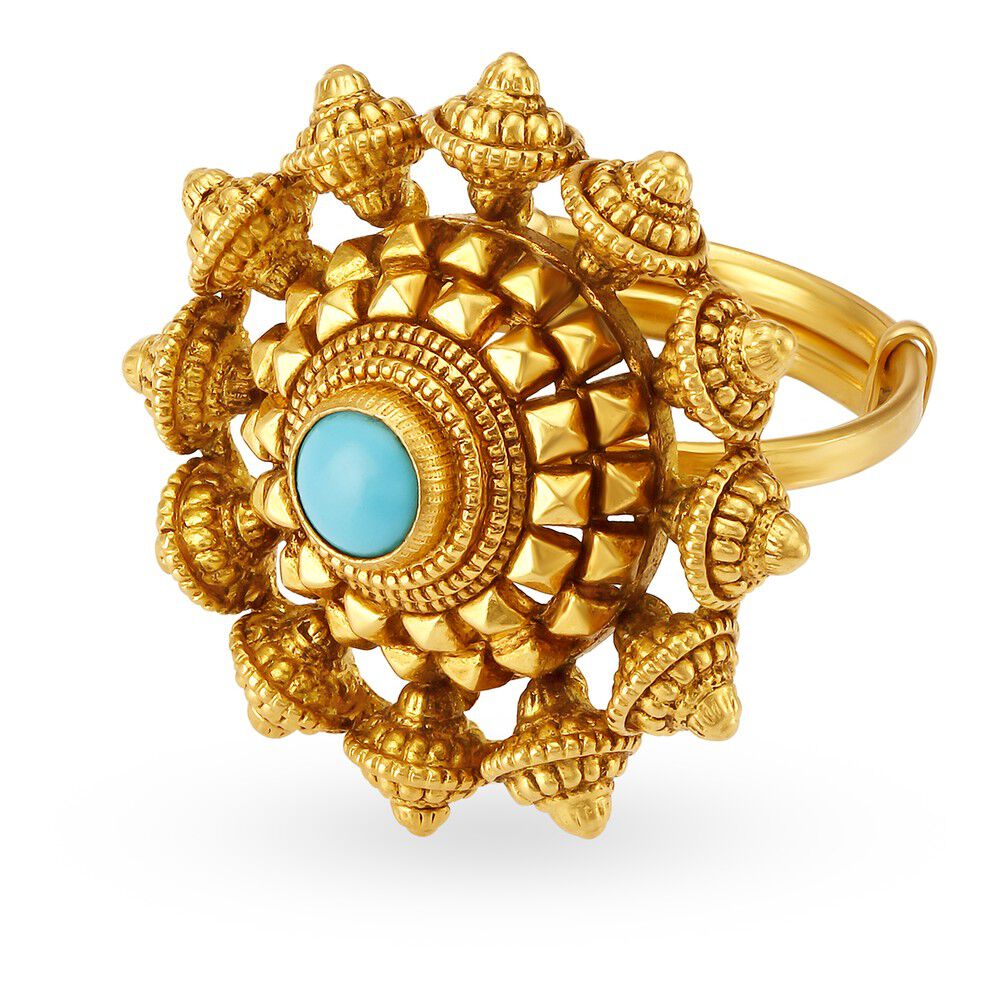 Buy Floral Blue Gold Finger Ring at Best Price | Tanishq UAE