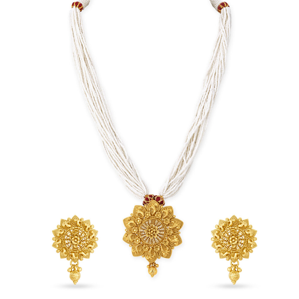 Tanishq gold pendant set with price store
