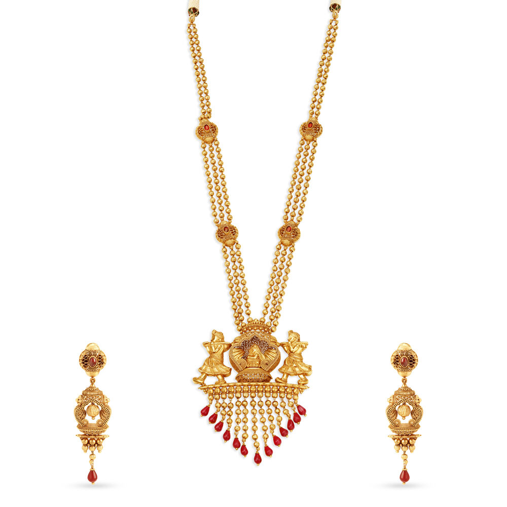 Buy Striking Palki Motif Gold Necklace Set at Best Price | Tanishq UAE