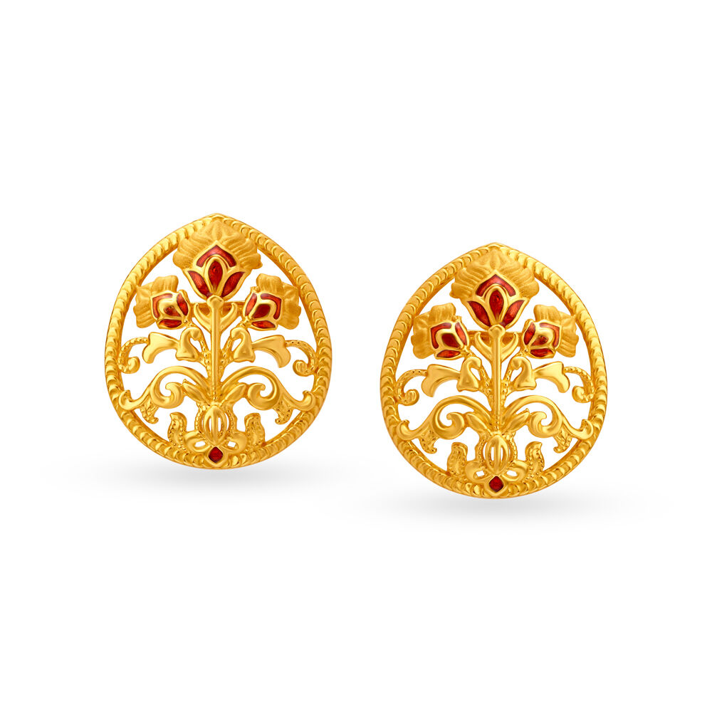 Buy Royal Floral Gold Stud Earrings at Best Price | Tanishq US