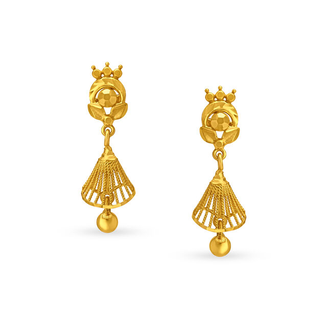 Buy Bewitching Bell Motif Gold Jhumka Earrings at Best Price | Tanishq UAE