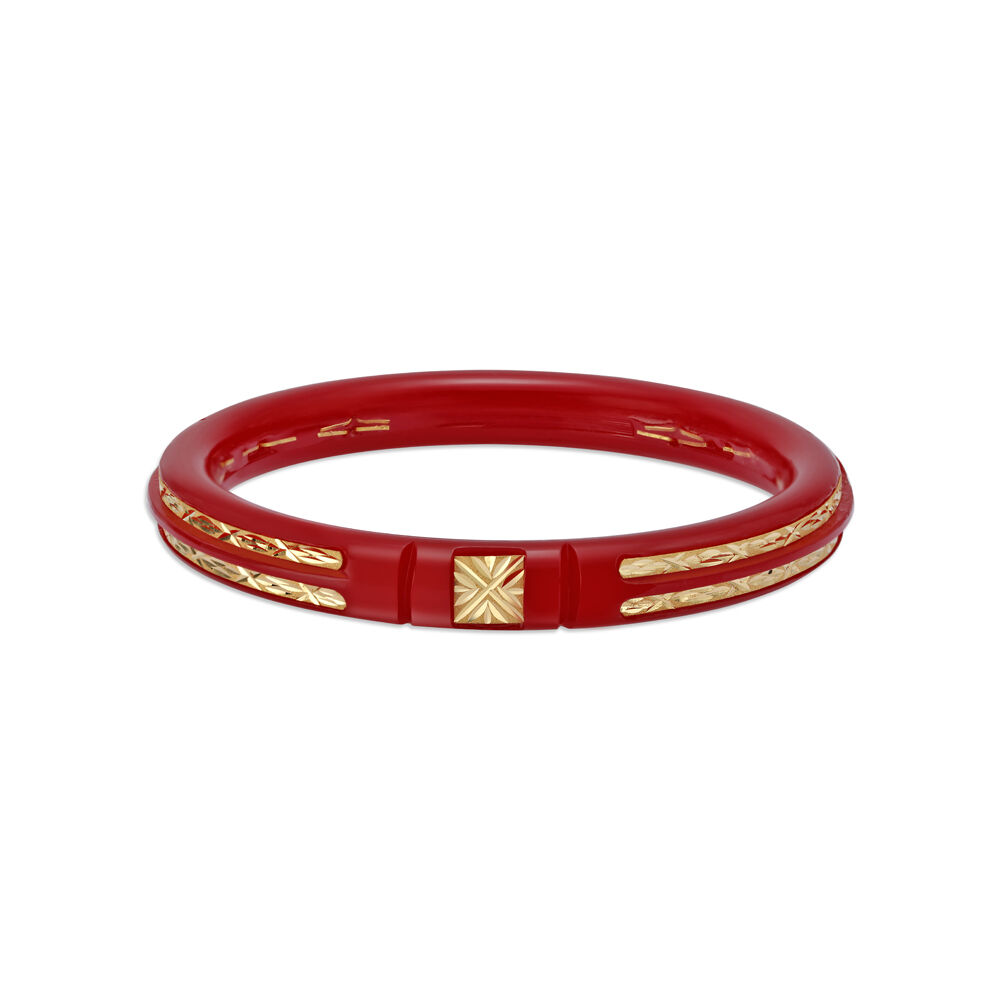 Buy Carved Gold Red Pola Bangle at Best Price | Tanishq US
