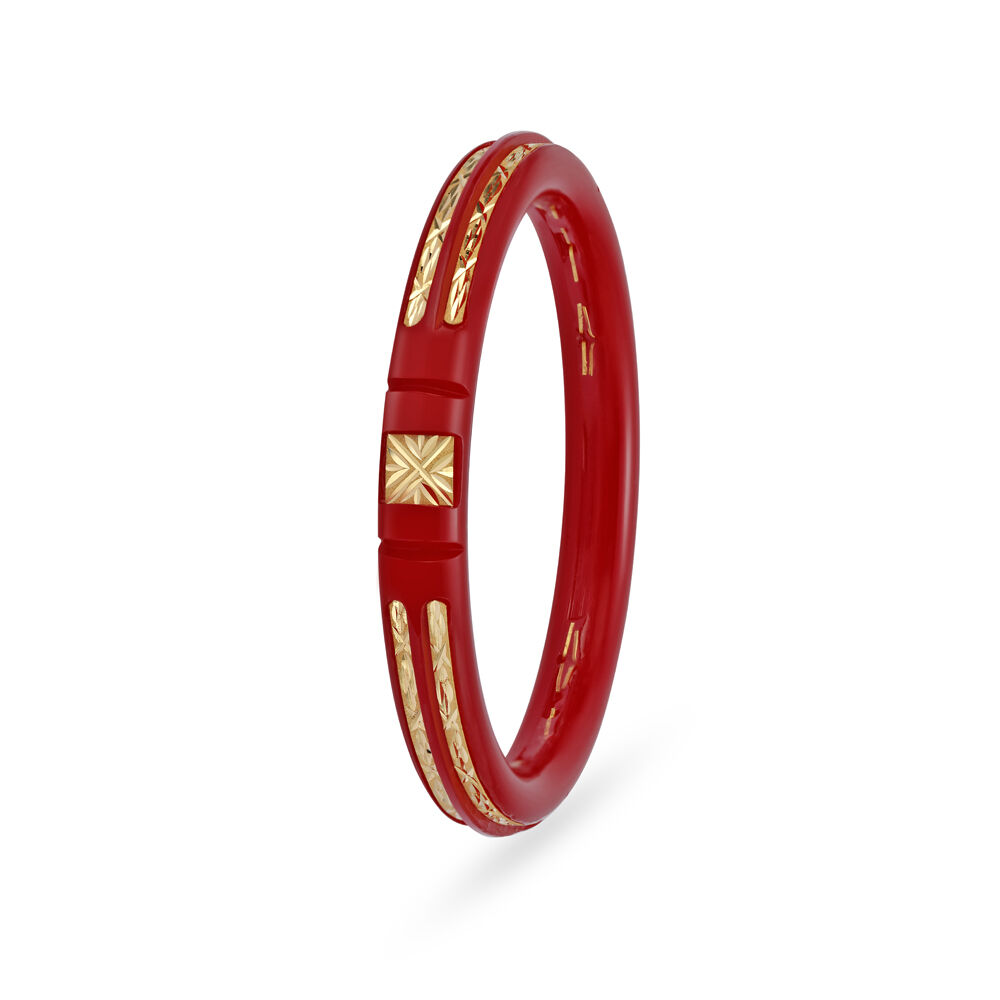 Buy Carved Gold Red Pola Bangle at Best Price | Tanishq US