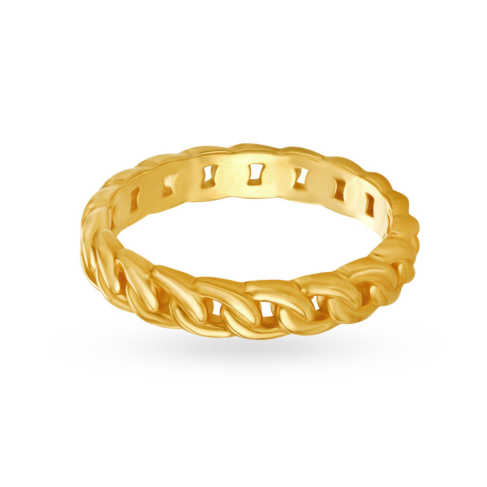Buy Chain Pattern Gold Finger Ring at Best Price | Tanishq UAE