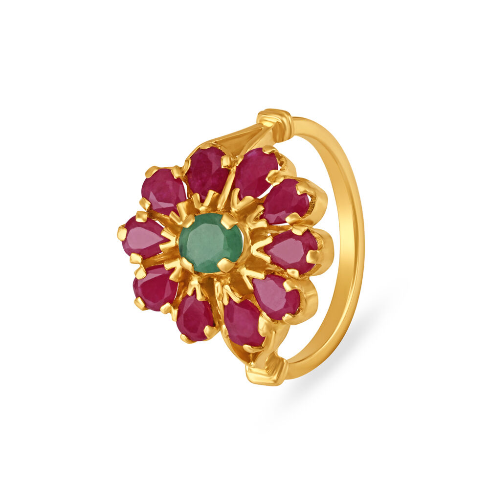 Buy Majestic Emerald and Ruby Finger Ring at Best Price | Tanishq UAE