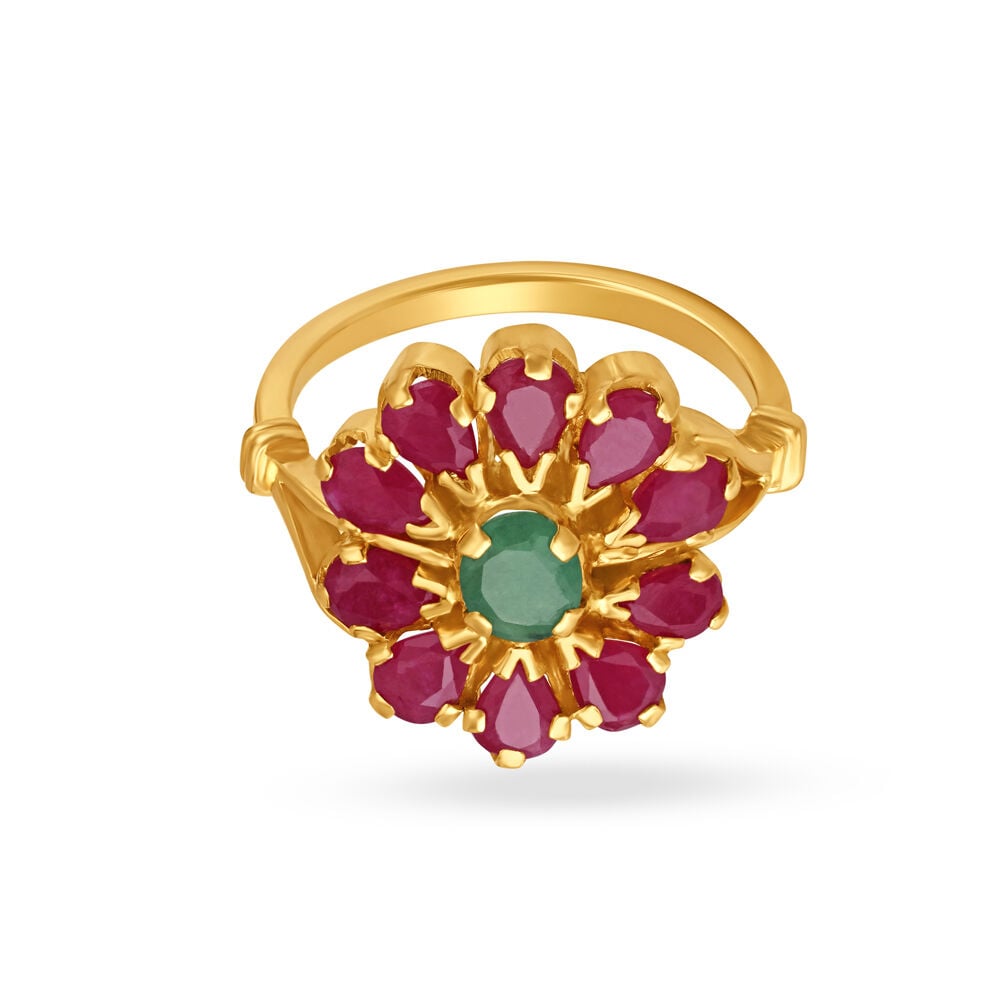 Buy Majestic Emerald and Ruby Finger Ring at Best Price | Tanishq US