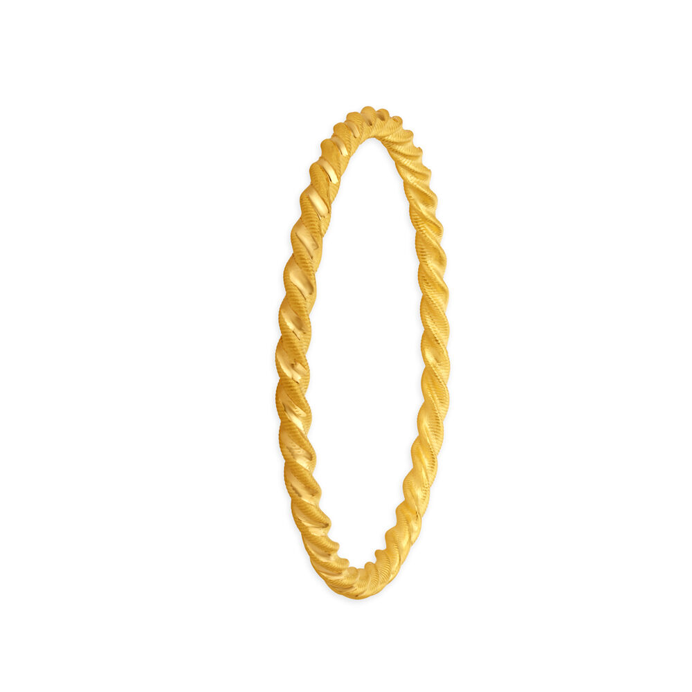 Buy Graceful Twisted Spiral Design Gold Bangle at Best Price | Tanishq UAE