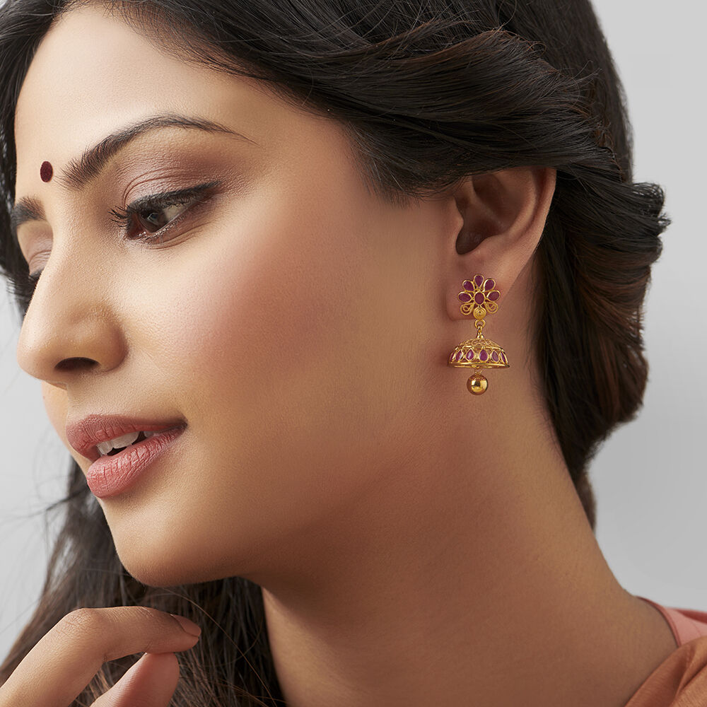 Buy Opulent Ruby Jhumkas at Best Price | Tanishq US
