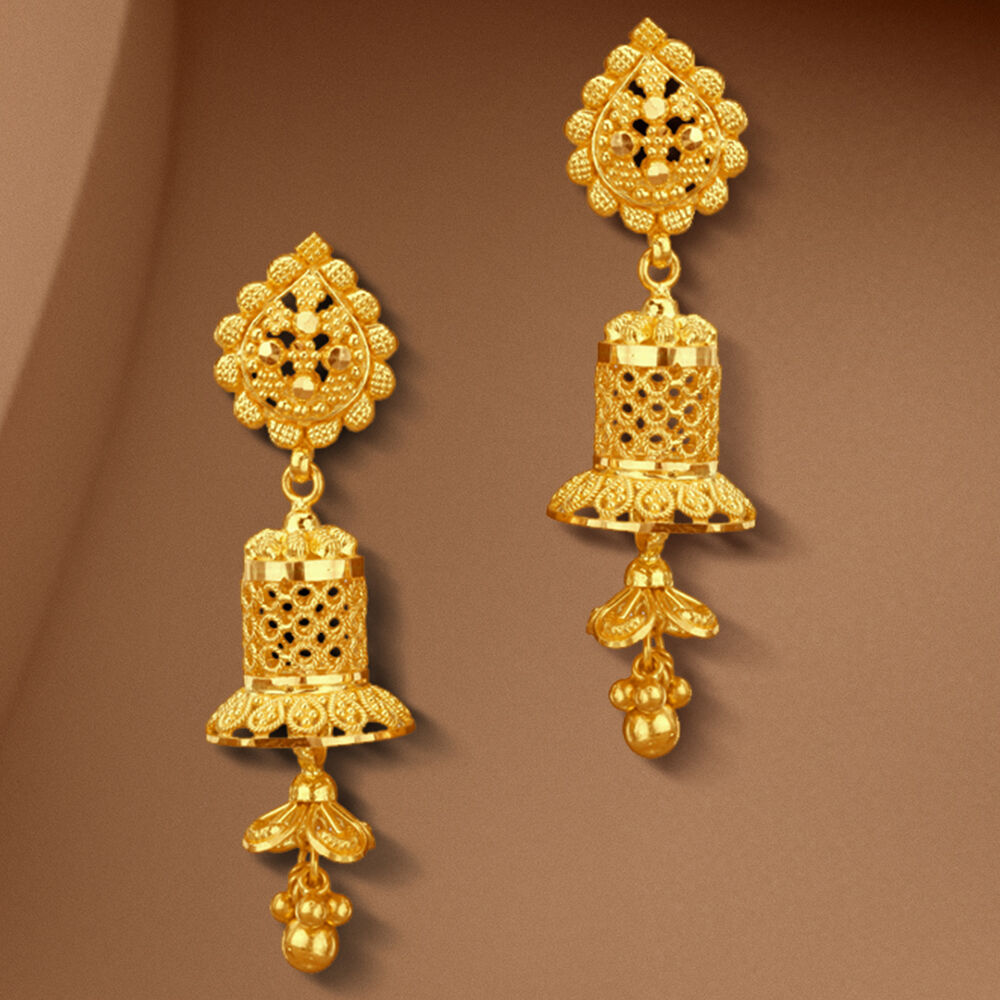 Buy Royal Charm Gold Jhumka Earrings at Best Price | Tanishq US