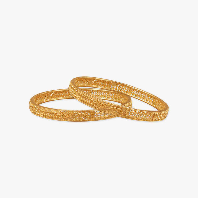 Buy Luminous Weave Gold Bangles at Best Price | Tanishq US