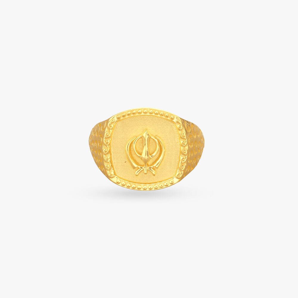 Buy Khanda Crest Gold Ring for Men at Best Price | Tanishq US