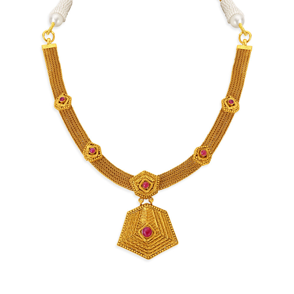 Buy Mesmerising Intricate Gold Necklace Set at Best Price | Tanishq UAE