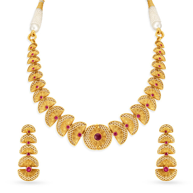 Buy Surreal Abstract Gold Necklace Set at Best Price | Tanishq US
