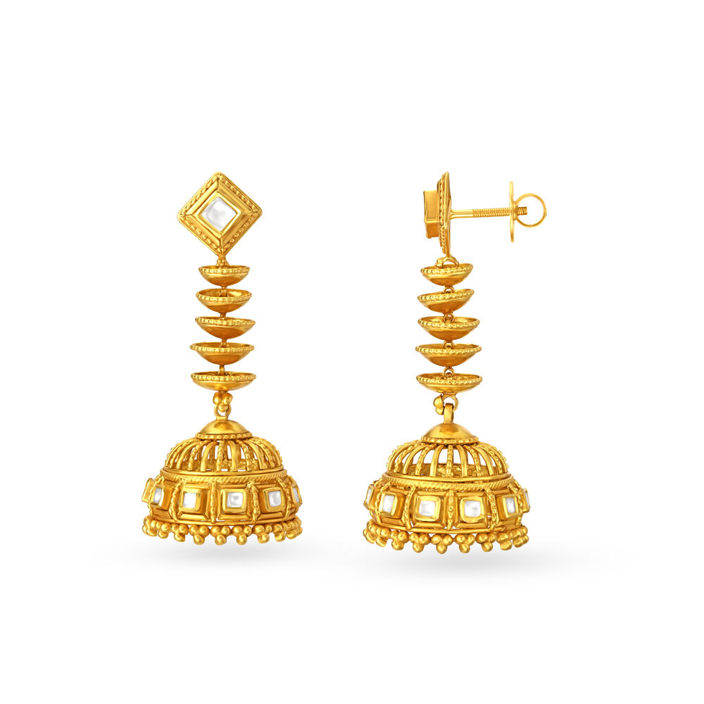 Buy Traditional Regal Gold Jhumkas at Best Price | Tanishq US