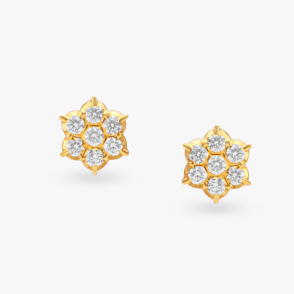Buy Classic Sparkle Gold Studs at Best Price | Tanishq UAE
